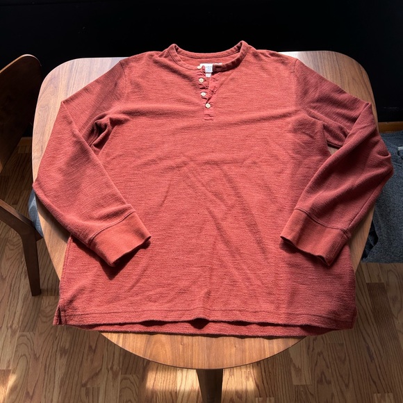 Goodfellow & Co | Shirts | Burnt Orange Knit Henley Quarter Button Long ...
